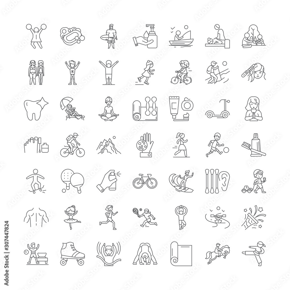 Healthy life line icons, signs, symbols vector, linear illustration set ...