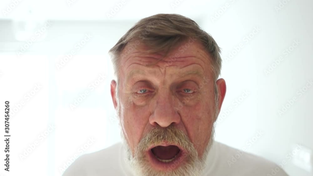 Closeup portrait senior, elderly man in glasses, looking shocked ...