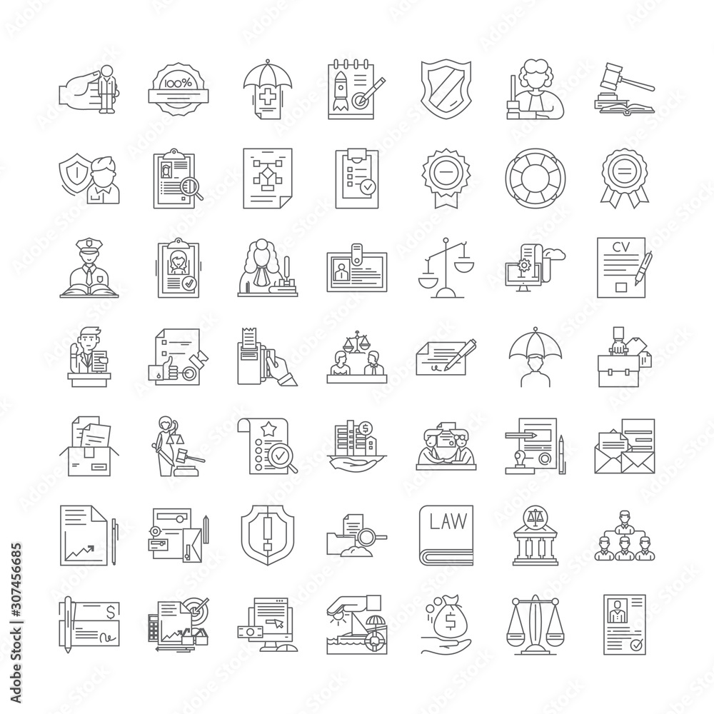 Rights line icons, signs, symbols vector, linear illustration set Stock ...