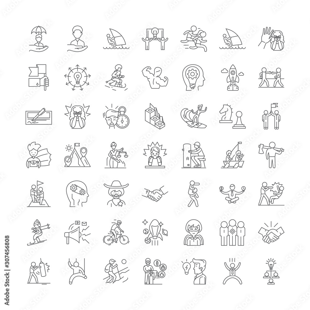 Risk management line icons, signs, symbols vector, linear illustration ...