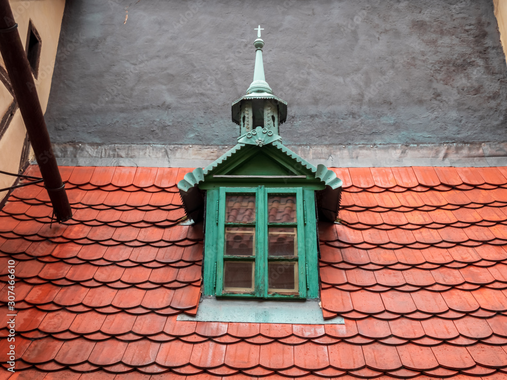 Six Pattern Roof Window as a gable window architecture Stock Photo ...