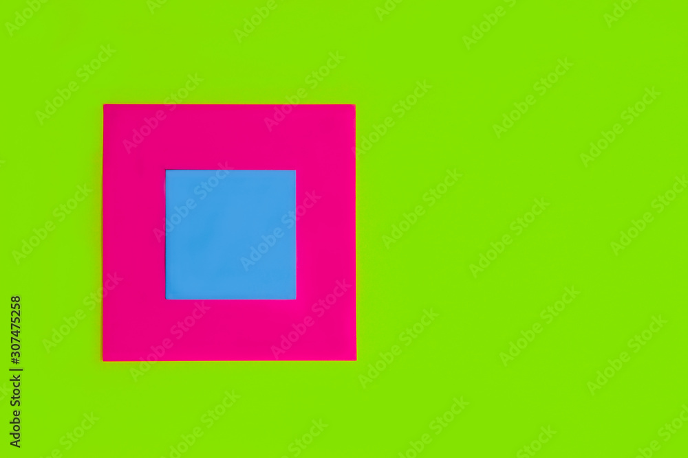 Blank square cyan blue reminder memo note for writing ideas, things to ...