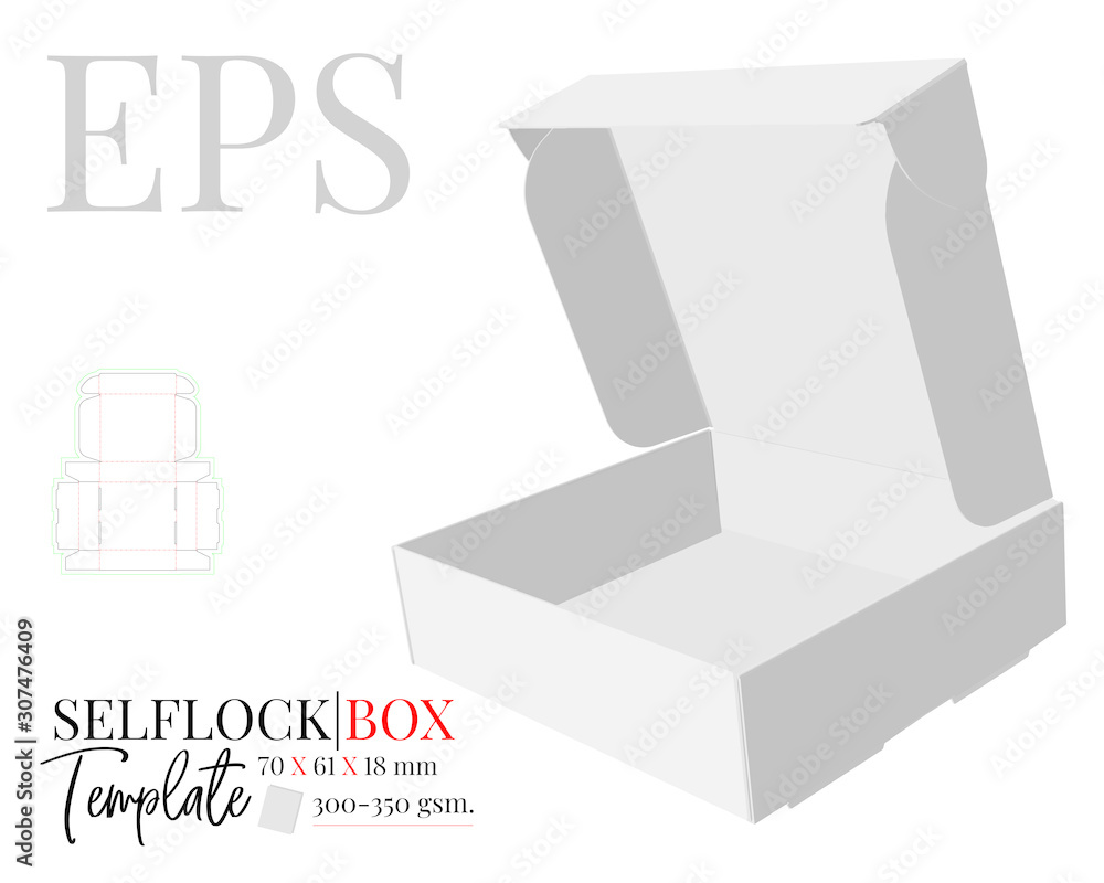 Vecteur Stock Self Lock Box Template, Vector with die cut, laser cut ...