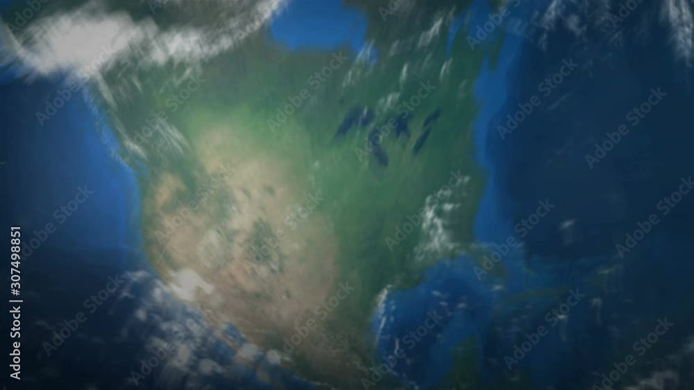Earth Planet Zoom Out Animation, 3D World Flying Through Clouds. High ...