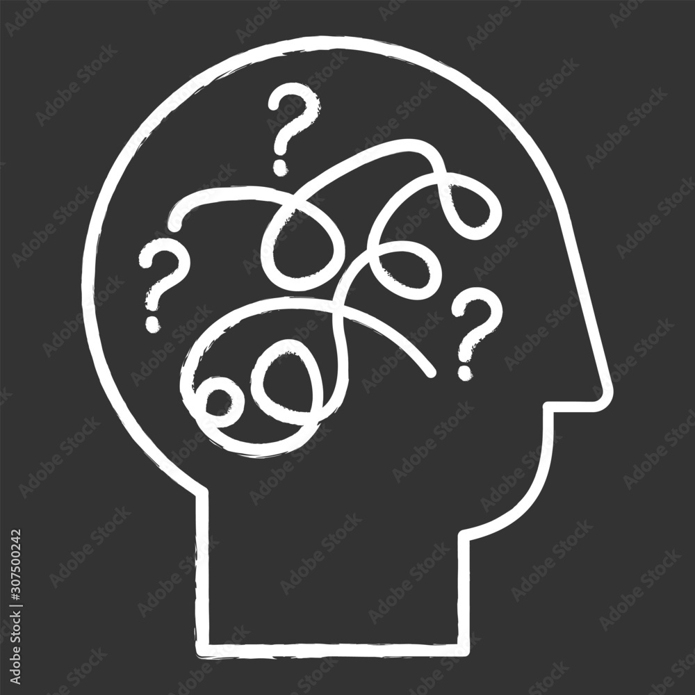 Puzzled mind chalk icon. Mental exercise. Ingenuity, intelligence test ...