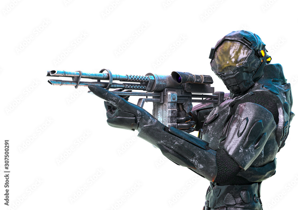 reptilian officer pointing a rifle in white background Stock ...