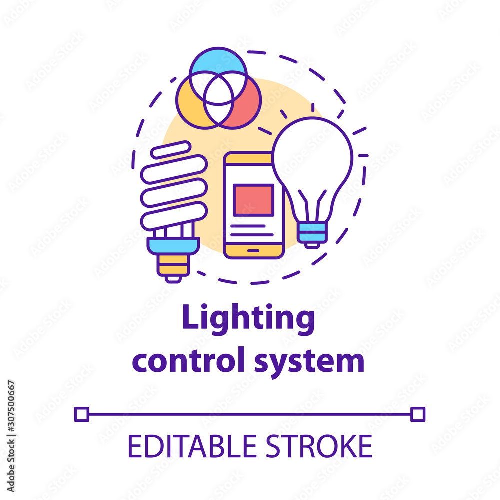 Lighting control system concept icon. Smart house idea thin line ...