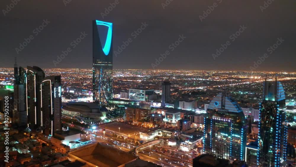 riyadh cityscape night aerial view 4k Stock Video | Adobe Stock