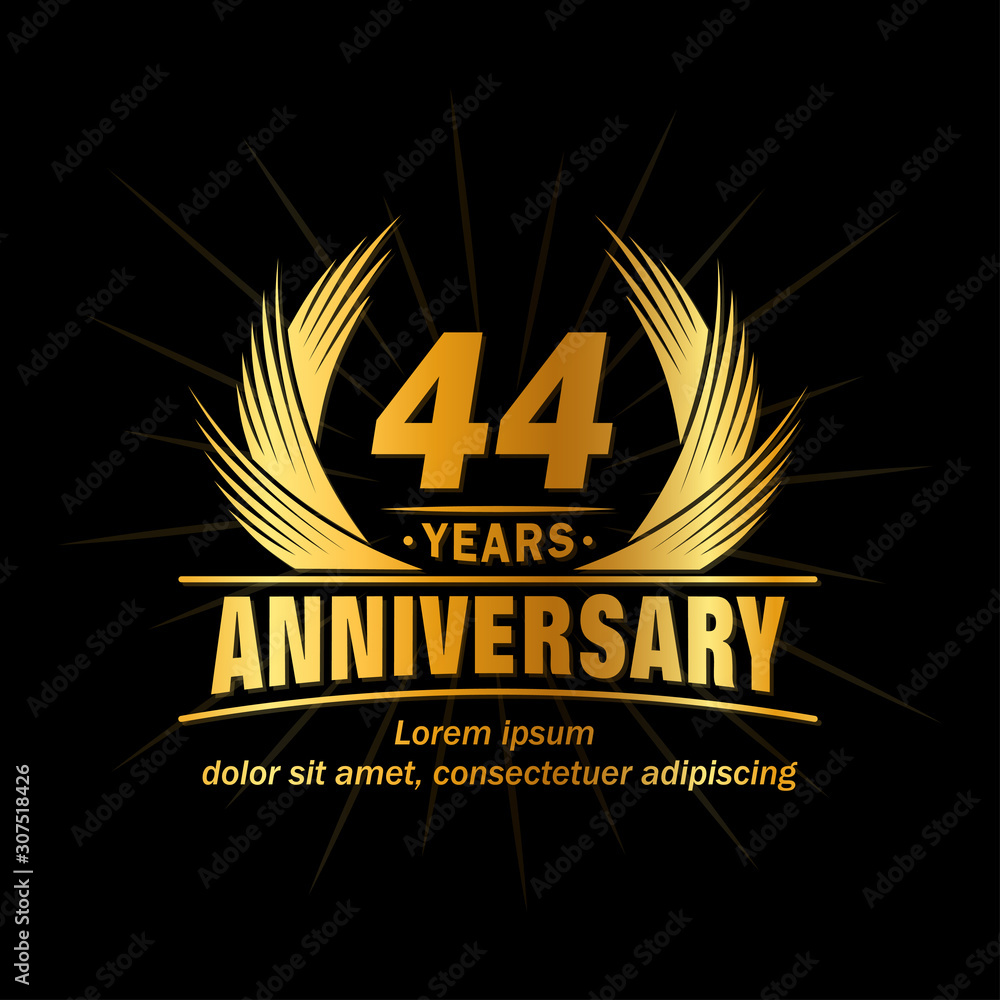 Vetor de 44 years logo design template. Anniversary vector and ...