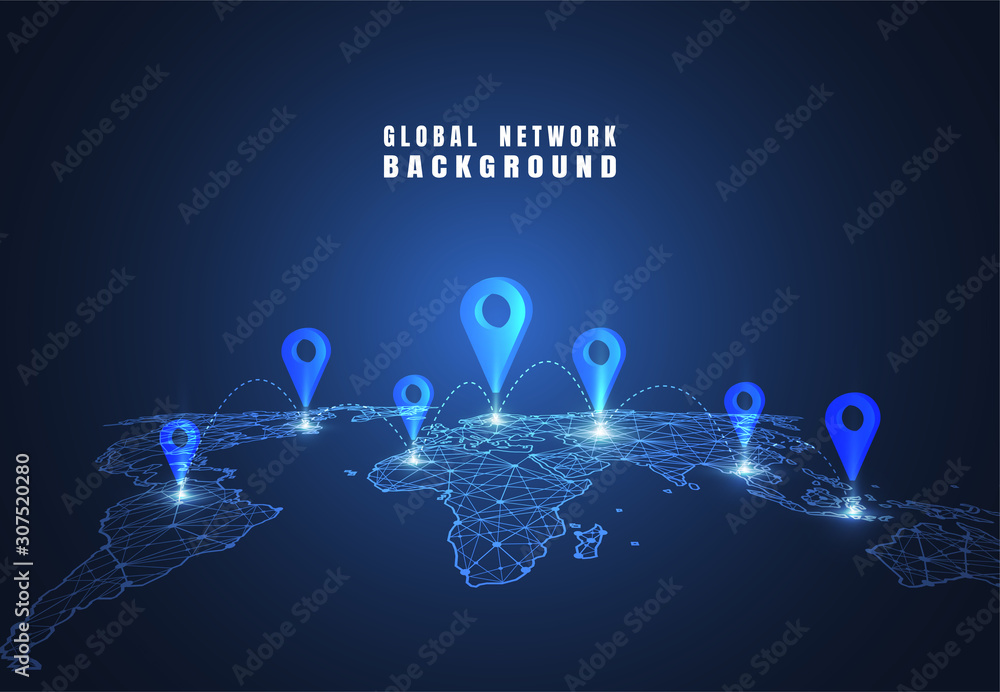 Global network connection. World map point and line composition concept ...