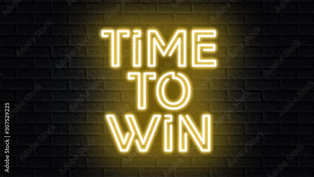 yellow neon video animation time to win Stock Video | Adobe Stock