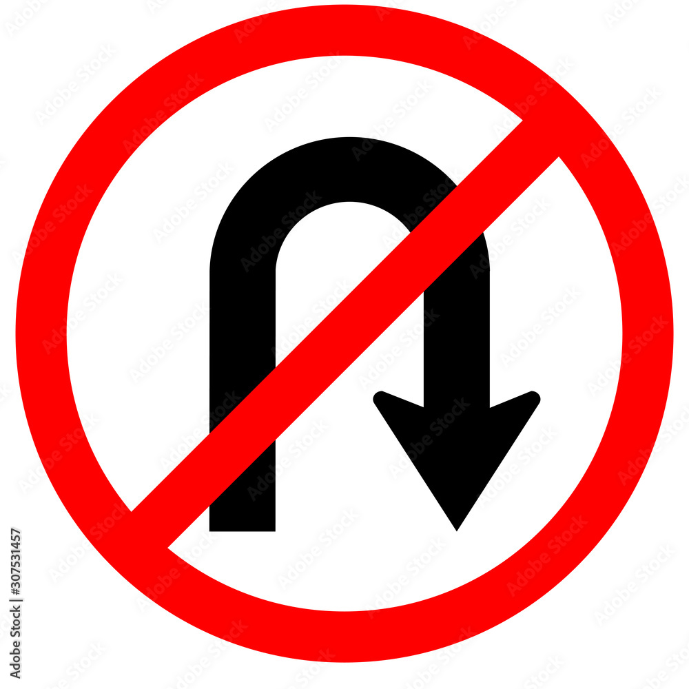 Do Not U Turn Right Traffic Sign Vector Illustration Isolate On White Do Not U Turn Right Traffic Sign Vector Illustration Isolate On White