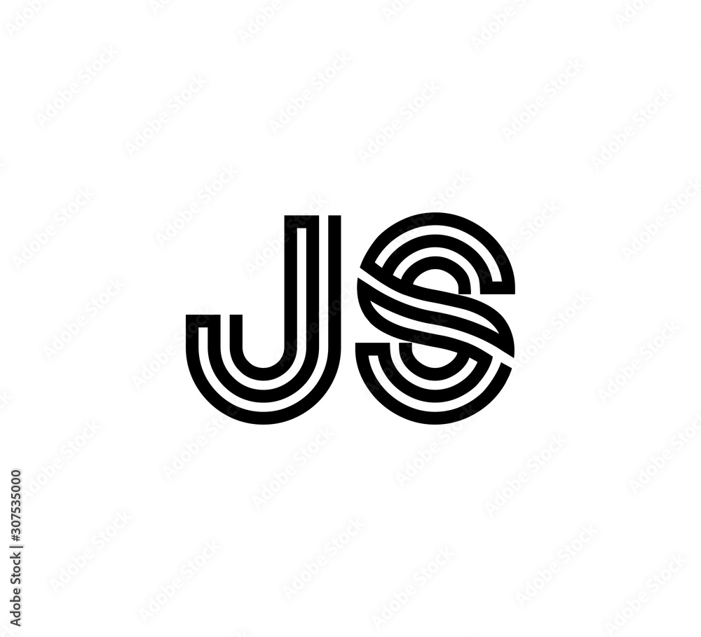 Initial two letter black line shape logo vector JS Stock Vector | Adobe Stock