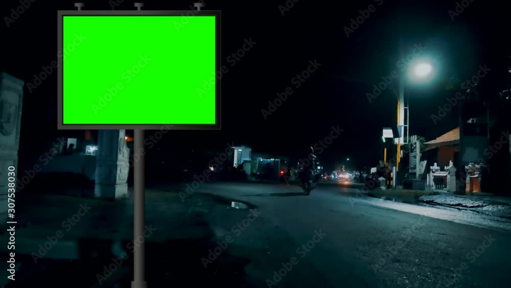Street billboard green screen or chroma key with time lapse traffic ...
