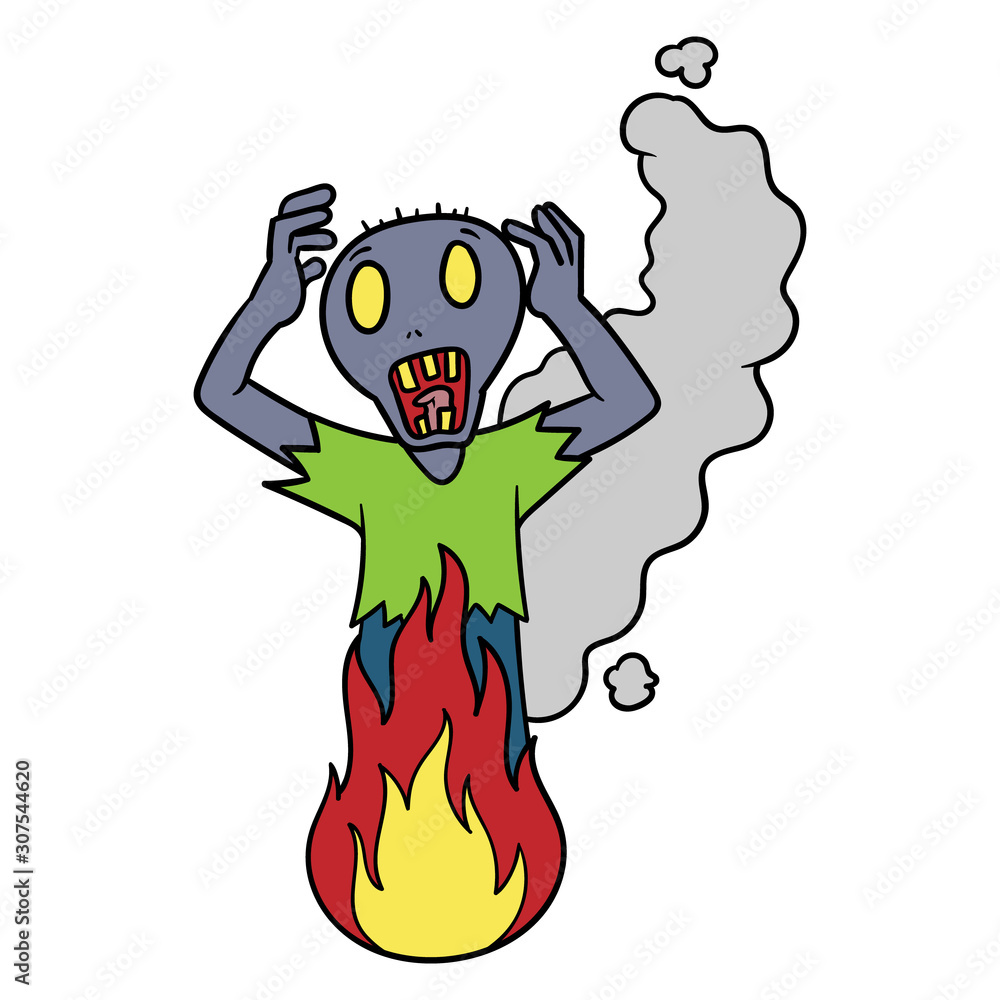Cartoon Burned Zombie Vector Illustration Stock Vector | Adobe Stock