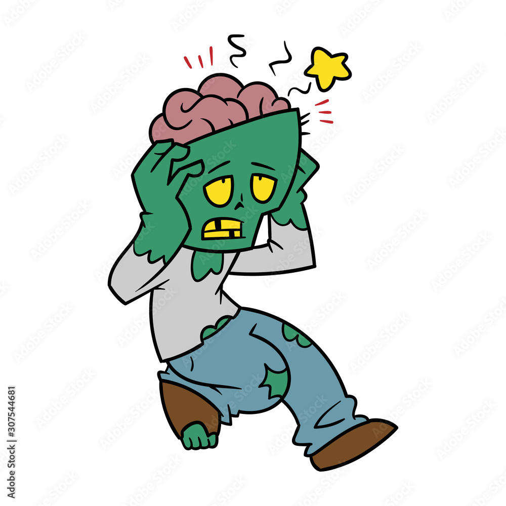 Cartoon Zombie With Open Head Illustration Stock Vector | Adobe Stock