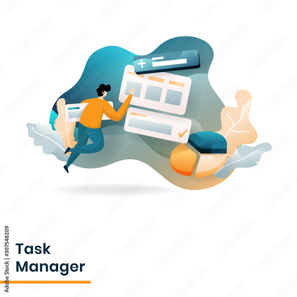 Landing Page Task Manager vector illustration modern concept, can use ...