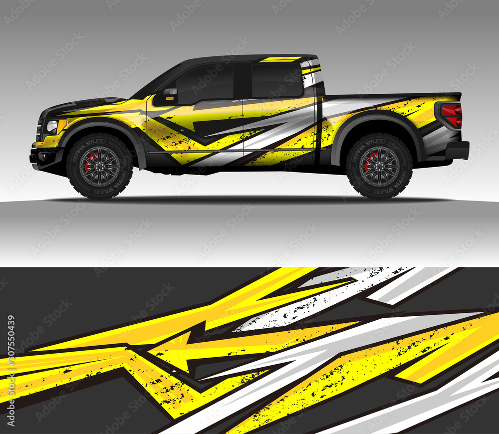 Grafika wektorowa Stock: Car wrap decal design vector, for advertising ...