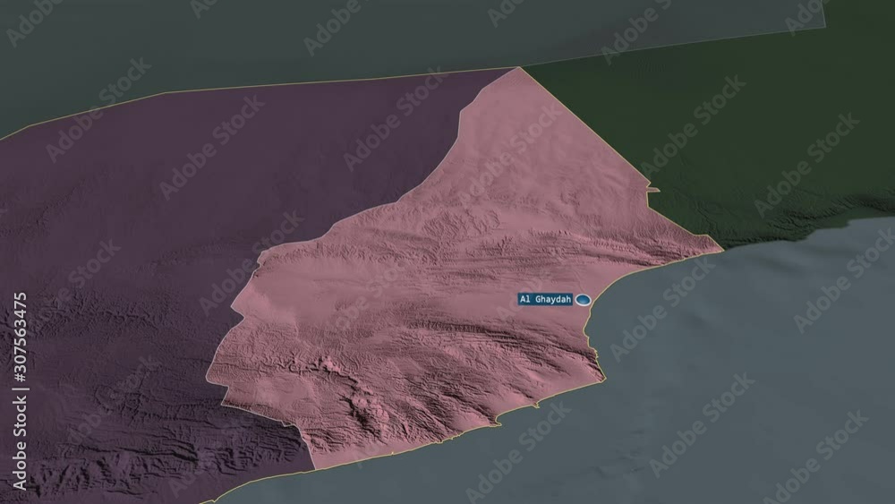Stockvideon Al Mahrah - governorate of Yemen with its capital zoomed on ...
