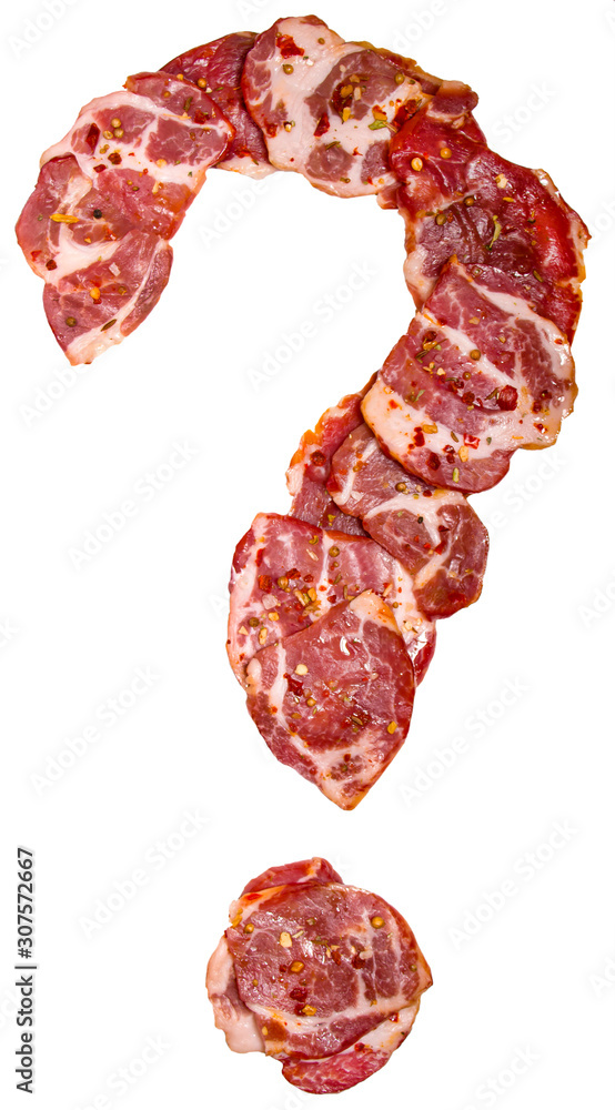 Question mark. Fresh meat alphabet. Conceptual font for design. Stock ...