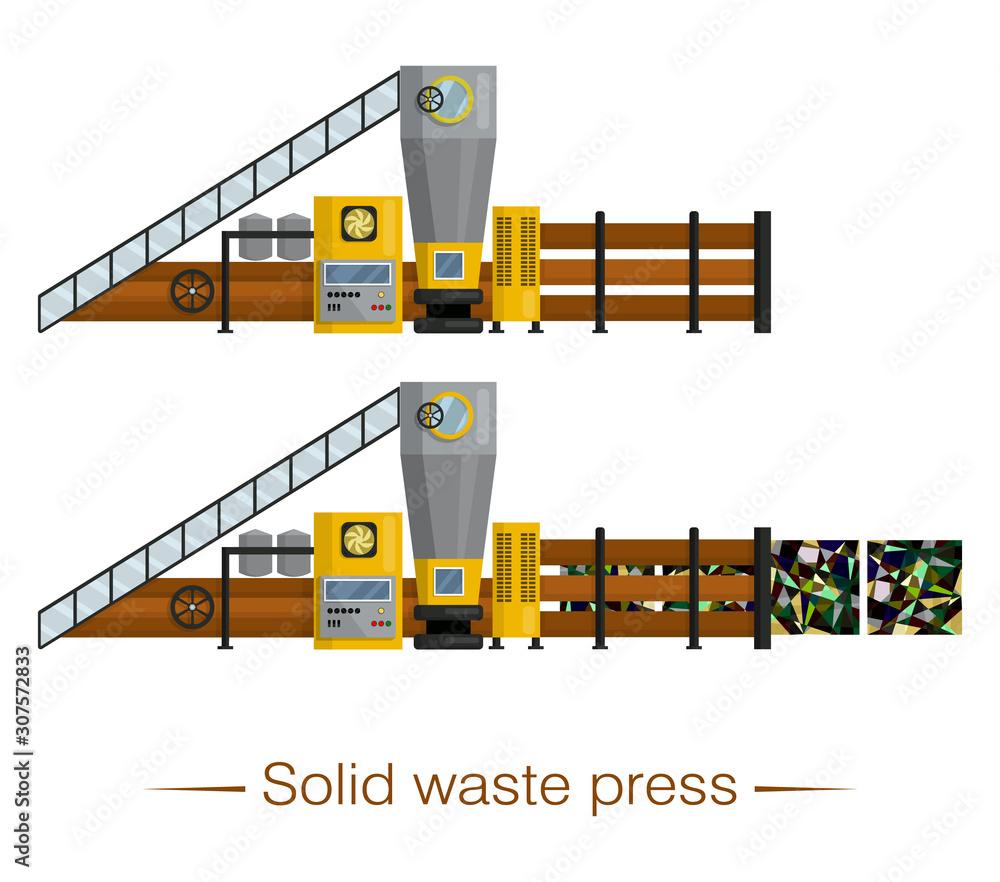 Industrial solid waste press. Special equipment for landfills. Waste ...