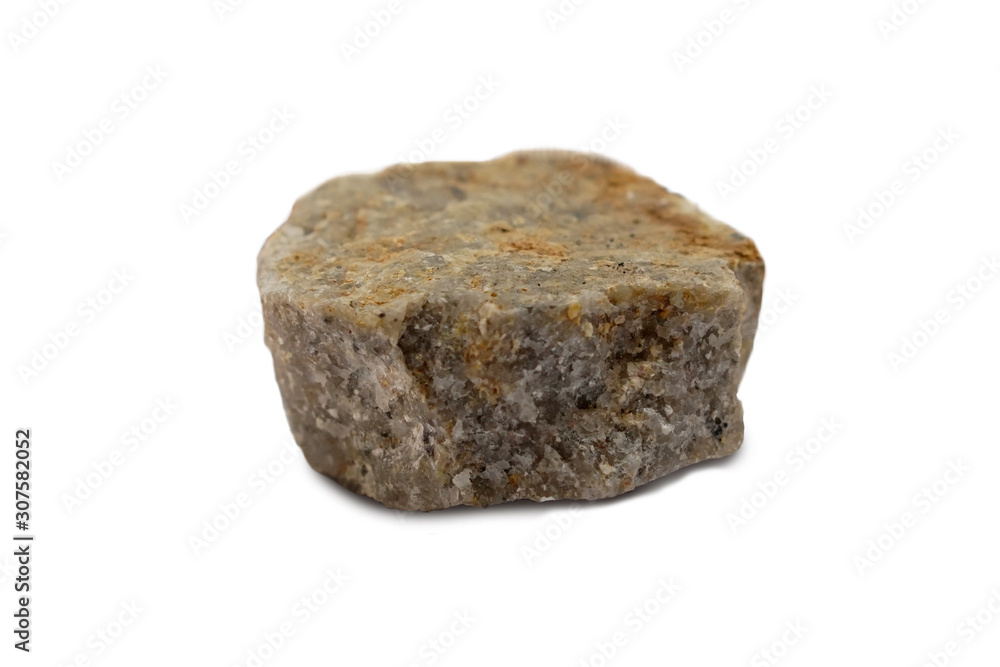 Conglomerate rock isolated on white background. Conglomerate is a ...