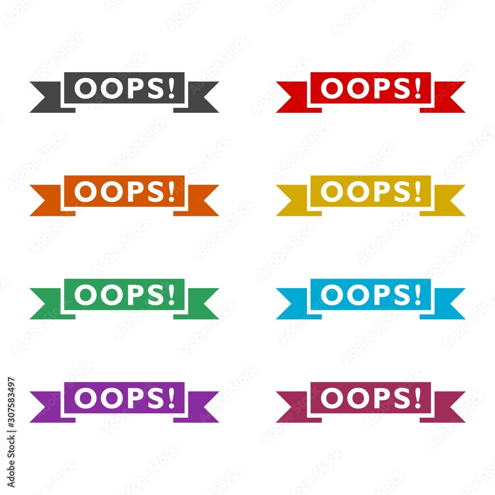 Oops sign color set isolated on white background Stock Illustration ...