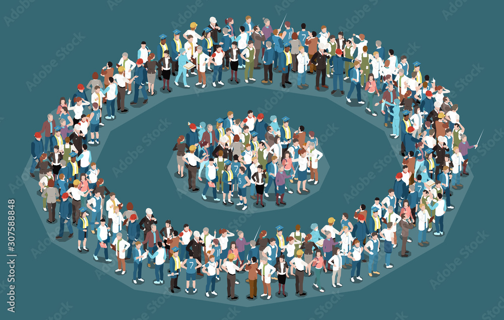 Crowd Isometric Concept Stock Vector | Adobe Stock