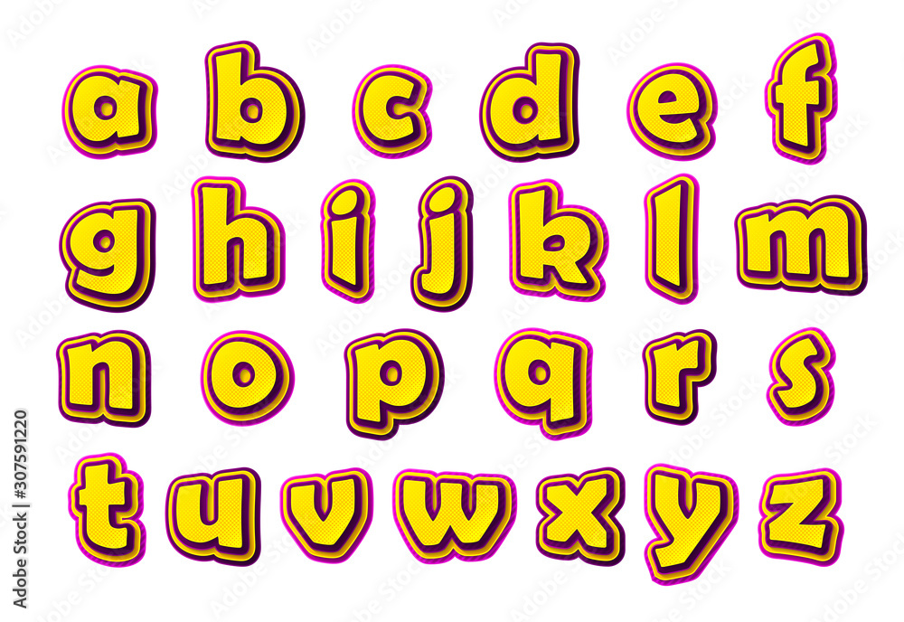 Comic font. Cartoonish multilayer alphabet Stock Vector | Adobe Stock