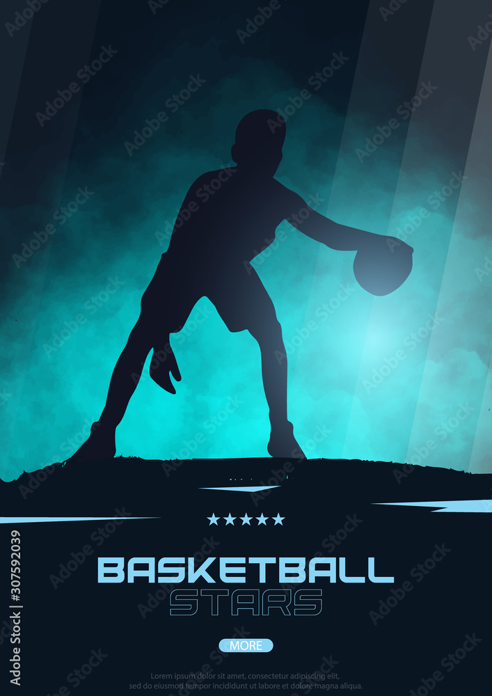 Basketball banner with players. Modern sports posters design. Stock ...