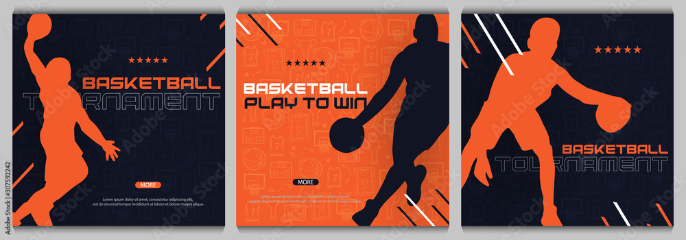 Set of Basketball banners with players. Modern sports posters design ...