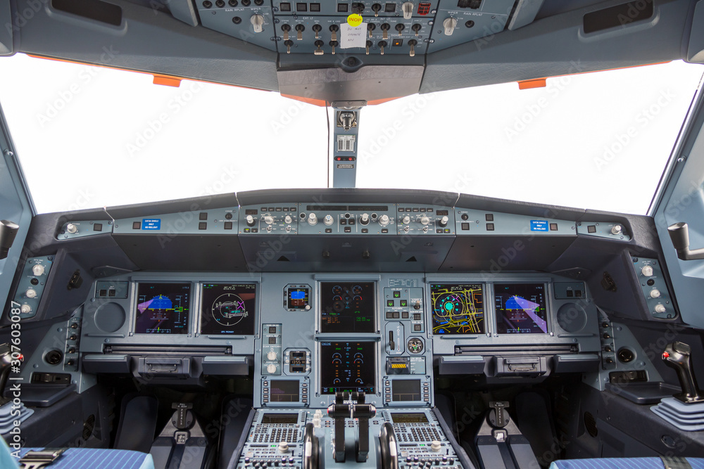 LE BOURGET PARIS - JUN 20, 2019: Cockpit view of the Airbus A330neo ...
