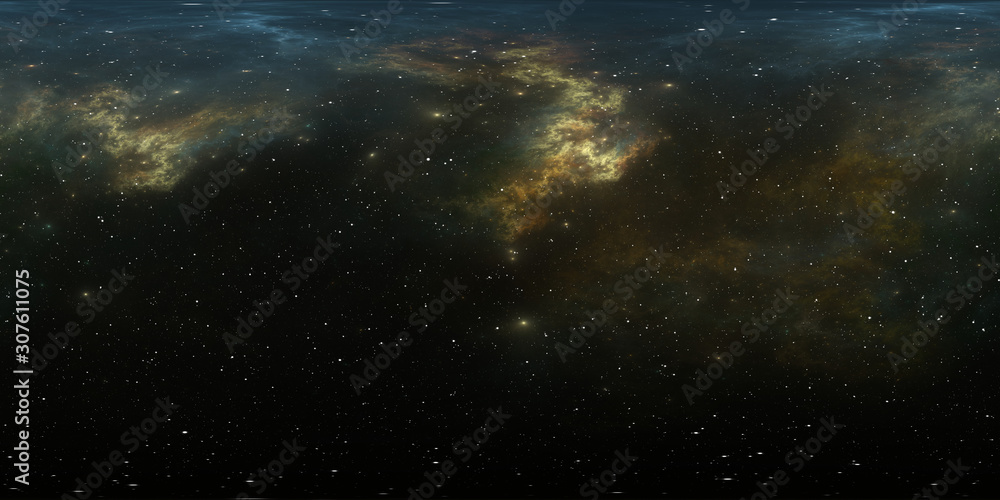 360 degree space background with nebula and stars, equirectangular ...