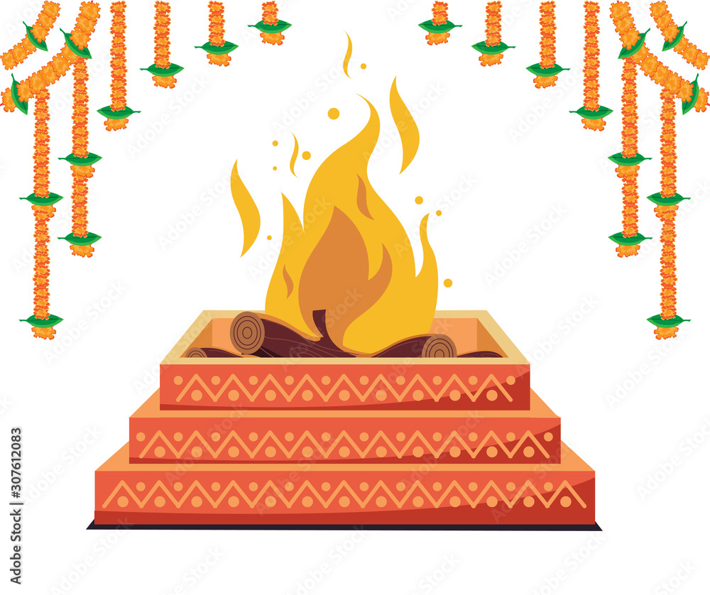 havan, hindu religion spiritual fire Stock Vector | Adobe Stock