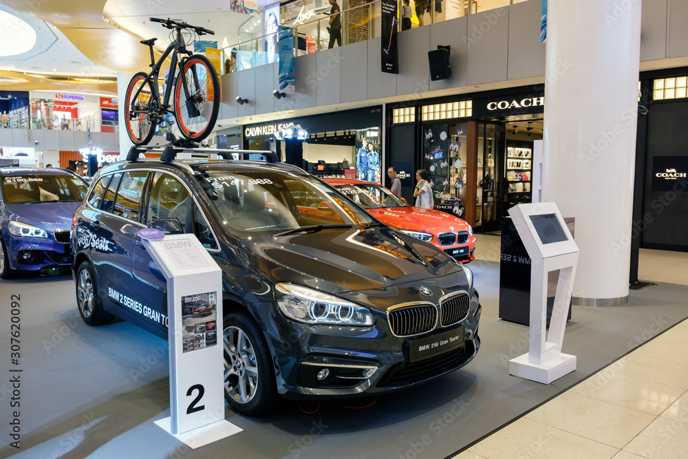 SINGAPORE - MAY 30, 2018_BMW 2 Series Gran Tourer cars presented at ...