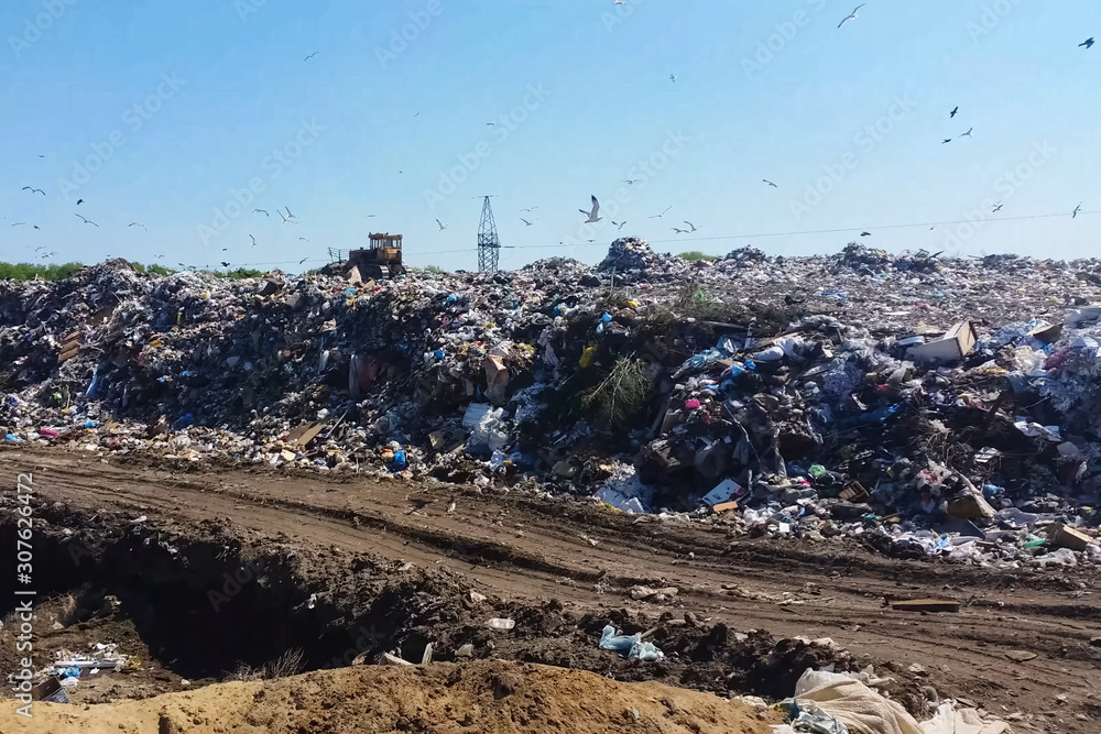 Garbage dump, top view of trash. Landfill. Stock Photo | Adobe Stock