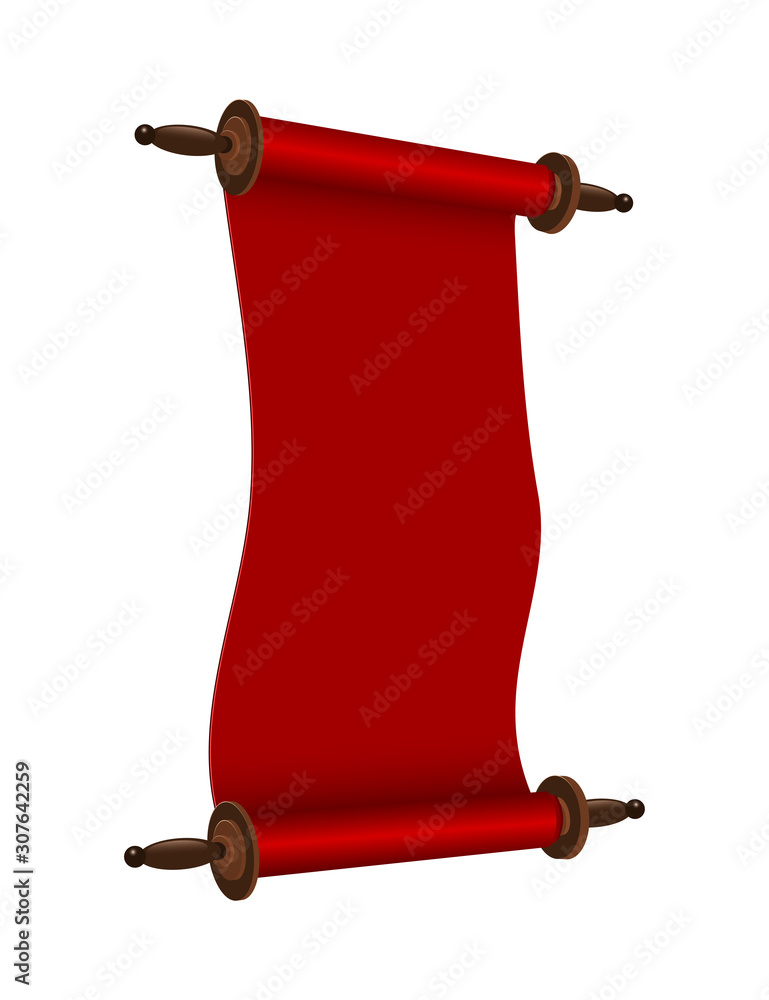 Chinese red scroll with place for your text. Isolated on white ...