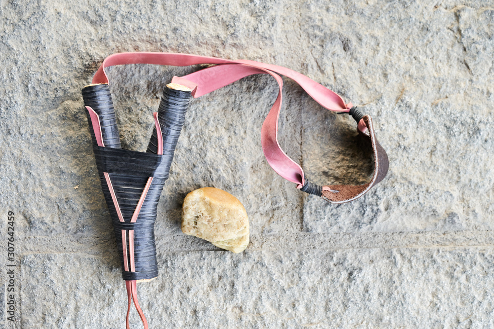 Slingshot Representing the Fight Between David and Goliath, top view ...