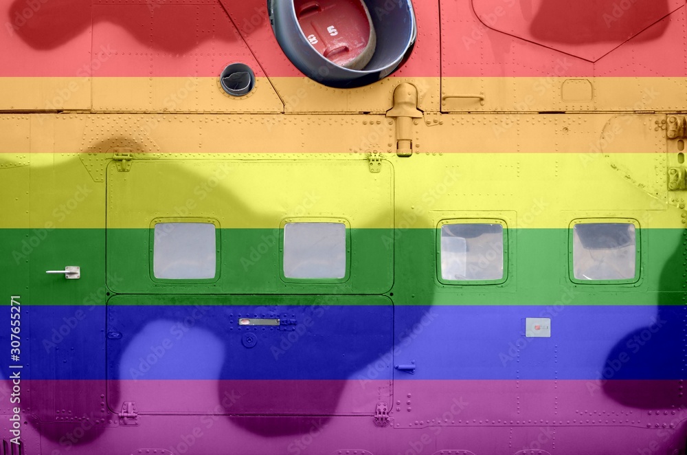 LGBT community flag depicted on side part of military armored ...
