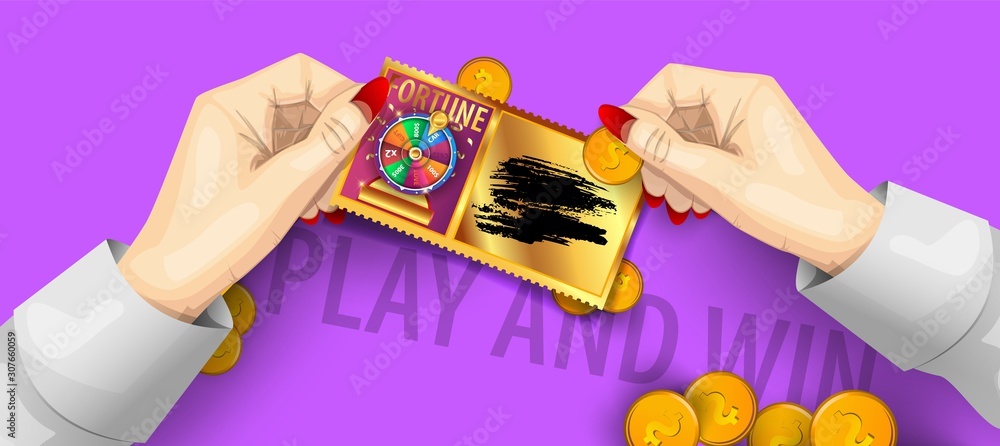 Scratch lottery ticket template. Scratch lottery in hands isolated ...