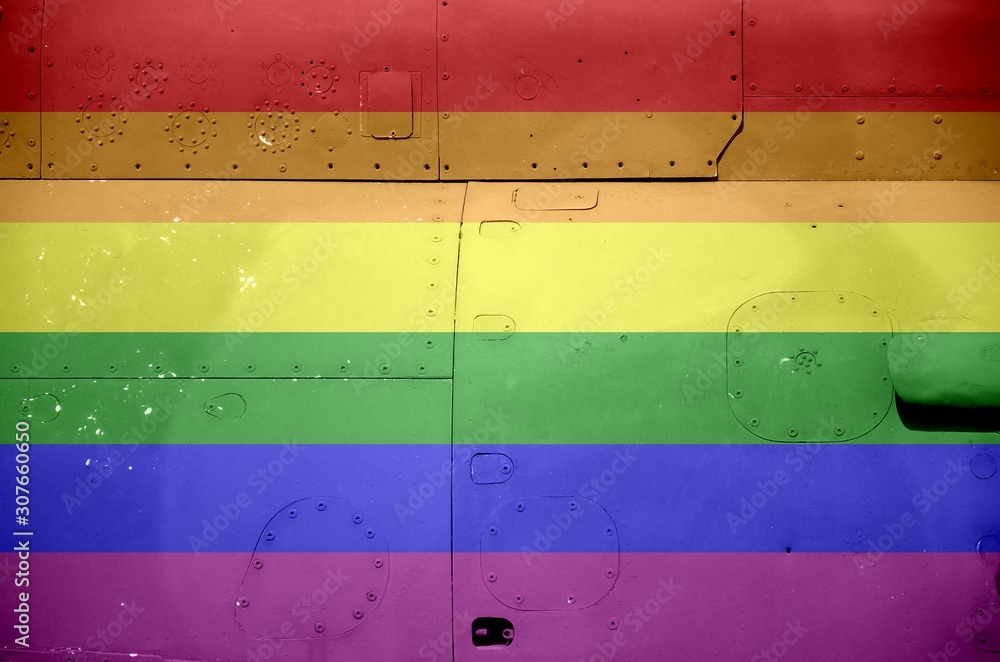 LGBT community flag depicted on side part of military armored ...