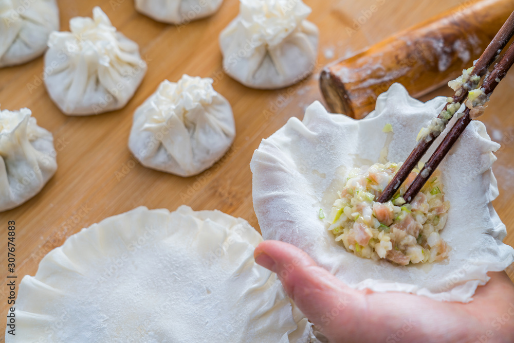Specialty food of steamed mutton dumplings in Hohhot, Inner Mongolia ...