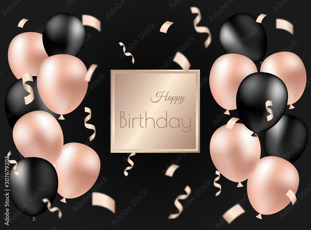 birthday, happy, black, vip, gold, party, vector, background, air ...