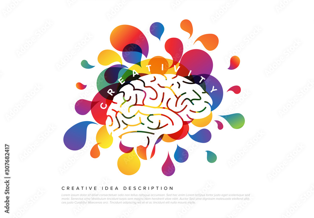 Colorful Creativity Infographic with Brain Illustration Stock Template ...