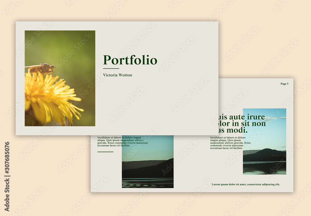 Portfolio with Green Type Layout Stock Template | Adobe Stock