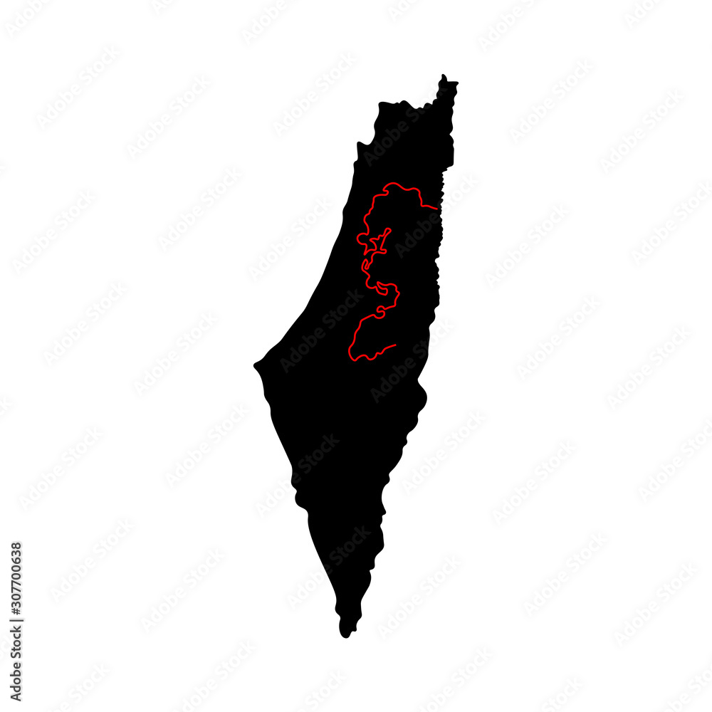 Map of Israel and Israeli Security Fence Sign Stock Vector | Adobe Stock