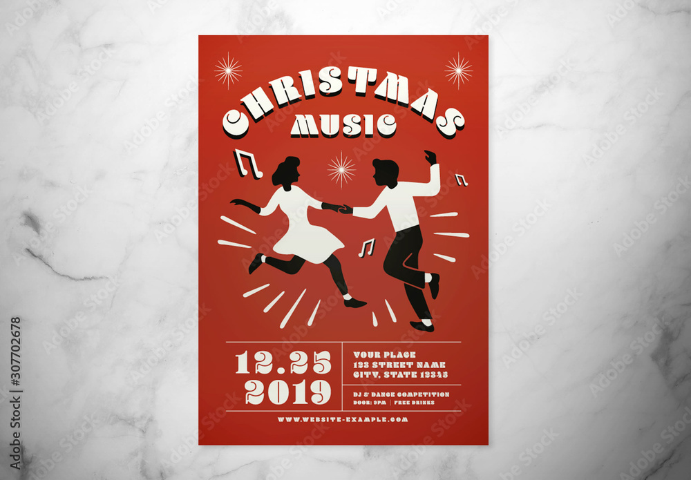 Christmas Music Event Flyer Layout Stock Template | Adobe Stock