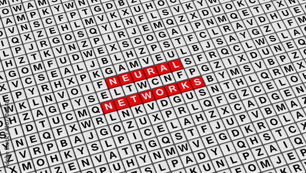 Neural Networks Words on 3D Cubes Background With Random Letters for ...