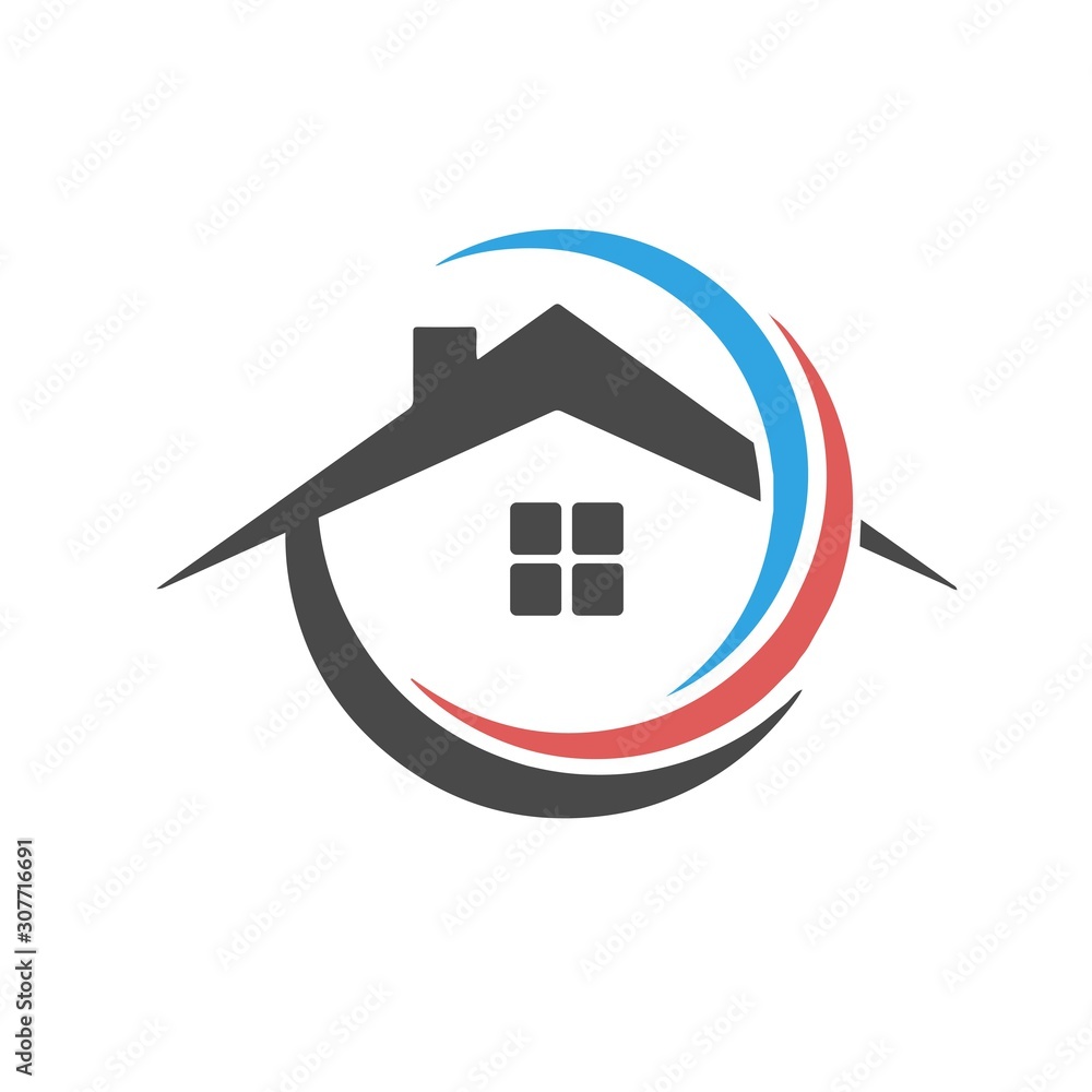 Circle arrow Home Air circulationt logo concept design. Symbol graphic ...