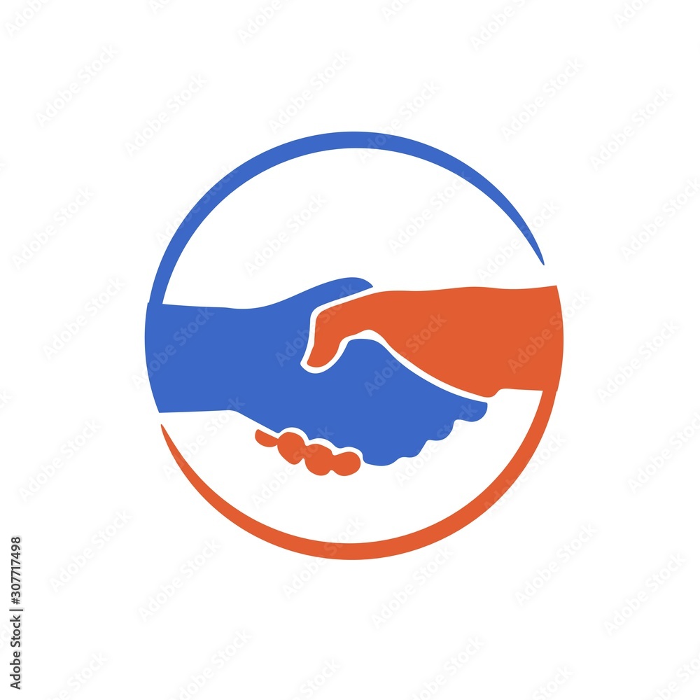 Handshake icons in a circle vector, iconic symbol inside a circle, on a ...